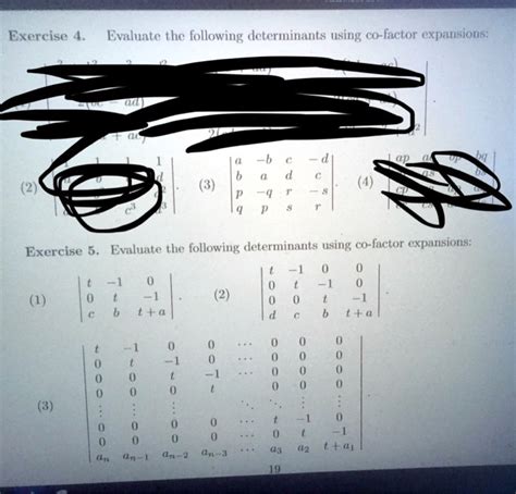 solved exercise 4 evaluate the following determinants using co factor