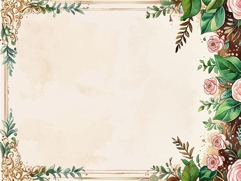 Brown And Green Rococo Watercolor Illustrations Premium Ai Generated
