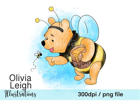 Winnie The Pooh Bee Cute Clipart Png Files Digital Download Printable