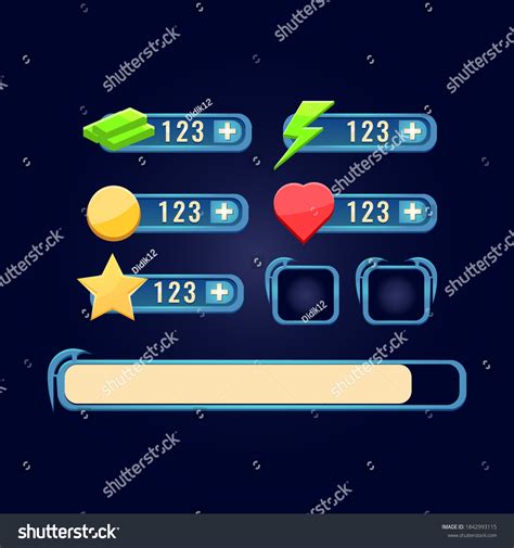 set gui progress bar border additional stock vector royalty free