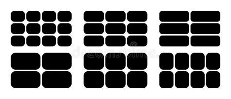 Set Of Rectangle Shapes Divided Into Equal Parts Collage Story Or