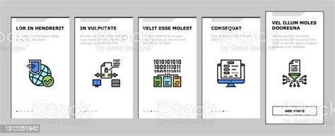 Ssh Sftp File Transfer Protocol Onboarding Icons Set Vector Stock