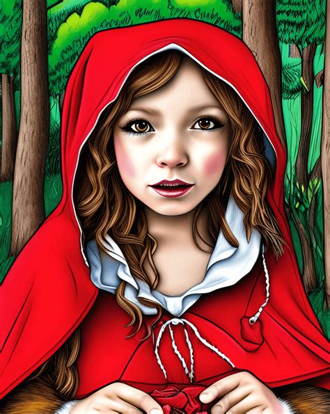 Bonito Gráfico Hiperrealista De Caperucita Roja · Creative Fabrica