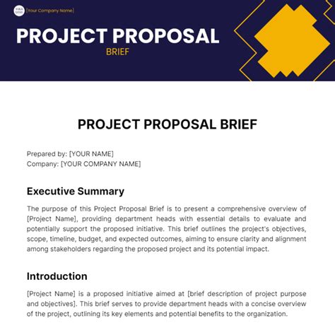Project Proposal Brief Template Edit Online And Download Example