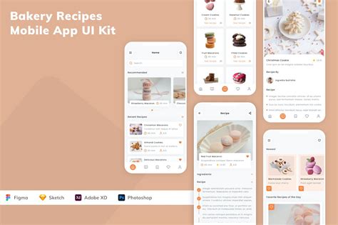 烘焙食谱移动应用app Ui Kit Sketchfigxdpsd 云瑞设计