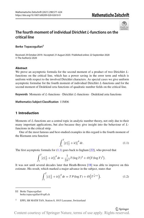 Pdf The Fourth Moment Of Individual Dirichlet L Functions On The