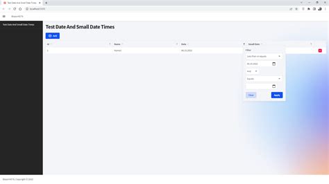 Data Grid Filter And Date Blazor Server Radzen