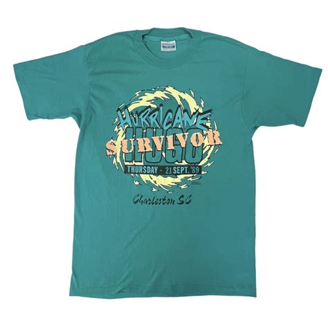 Hanes Vintage 80s Hanes I Survived Hurricane Hugo Large Single St