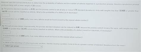 [solved] motorola used the normal distribution to