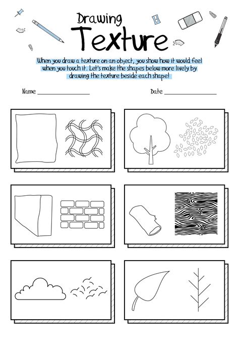 15 Drawing Texture Worksheet Art Lessons Elementary Elements Of Art