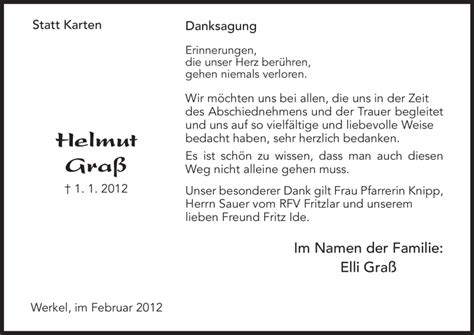 Traueranzeigen Von Helmut Graß Trauer Hna De