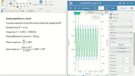 Ni Multisim Simulatin Of Purely Capacitive A C Circuit Youtube