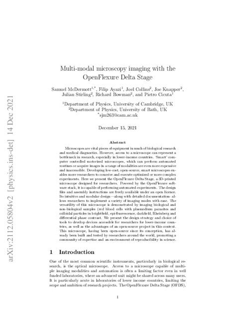 pdf multi modal microscopy imaging with the openflexure delta stage