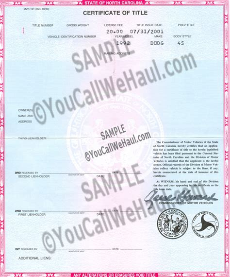 How To Transfer North Carolina Title And Instructions For Filling Out Your Title