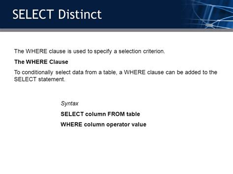 Select Distinct SQL SELECT DISTINCT Statement