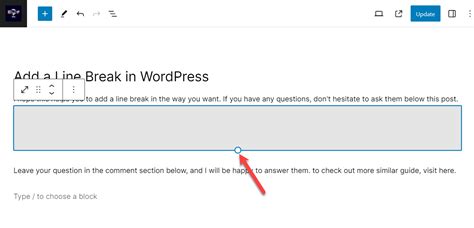 How To Add A Line Break In Wordpress Spacer