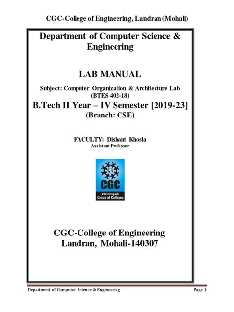 Coa Lab Manual Pdf Digital Electronics Computer Engineering