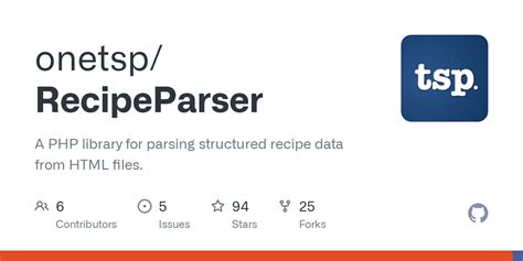 Github Onetsprecipeparser A Php Library For Parsing Structured Recipe Data From Html Files