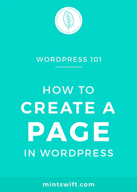 how to create a page in wordpress mintswift