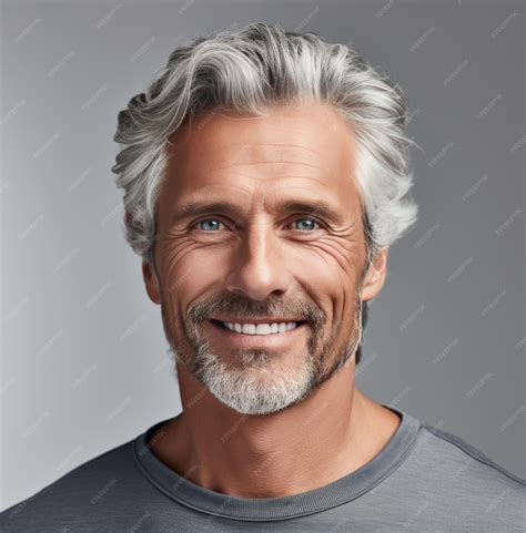 Premium Photo Grey Haired Gray Haired Smiling Older Man