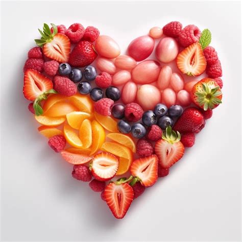 Premium Ai Image A Heart Shaped Arrangement Of Fruits And Berries