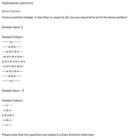 Solved Alphabetic Patterns Description Given A Positive