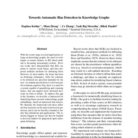 Towards Automatic Bias Detection In Knowledge Graphs Acl Anthology