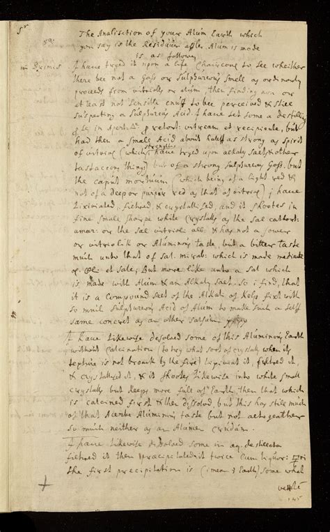 Paper The Analisation Of Your Alum Earth Which You Say Is The Residuum After Alum Is Made By