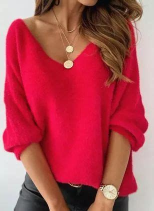 Rundhals Farbquadrat Lässige Kleidung Regelmäßige Aushöhlen Pullover Floryday Tøj Denim