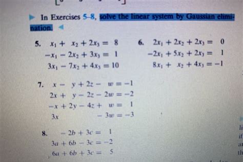 Solved In Exercises 5 8 Solve The Linear System By Gaussian
