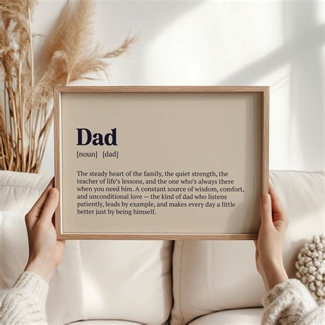 Dad Definition Poster Steady Father Wall Art Uplifting T For