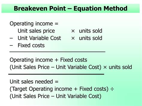 Operating Break Even Point Formula Tbjuli