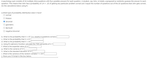 Solved A Psychology Quiz Consists Of 20 Multiple Chice Chegg Com