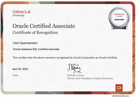 Yash G On Linkedin Oraclecertification Sql Databasemanagement