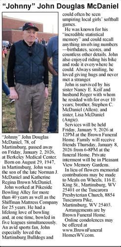 “johnny” John Douglas Mcdaniel Obituaries Journal
