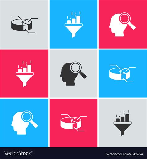 Set Pie Chart Infographic Sales Funnel Royalty Free Vector