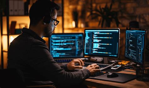 程序员在笔记本电脑上编写编程代码高清摄影大图 千库网