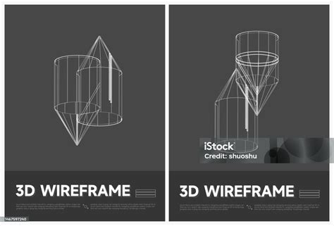 Abstract Black And White 3d Geometric Structure Line Shape Poster Vector Background Collection