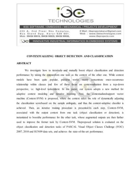 Contextualizing Object Detection And Classification Pdf