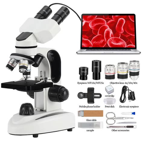 40x 1000x Composite Binocular Microscope Dual Led Illumination With Microscope Slide Mobile