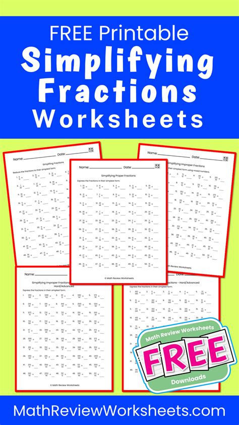 Simplifying Fractions Worksheets Math Review Worksheets