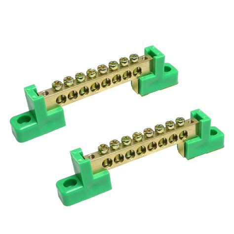 Rlecs 2pcs 8 Positions Terminal Bus Bar Terminal Block Brass Wire Screw Terminal