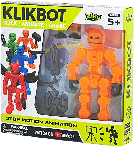 Zing Toys Zing Klikbot Cannon Series 1 Orange Stop Motion Animation Toy Figure
