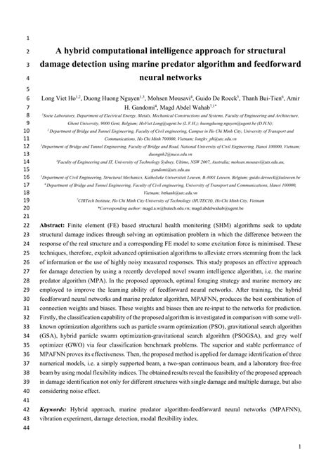Pdf A Hybrid Computational Intelligence Approach For Structural