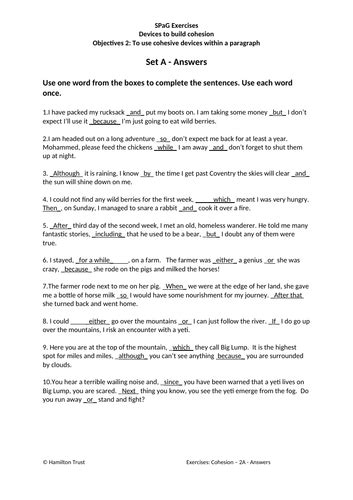 Devices To Build Cohesion Presentation And Exercises Teaching Resources