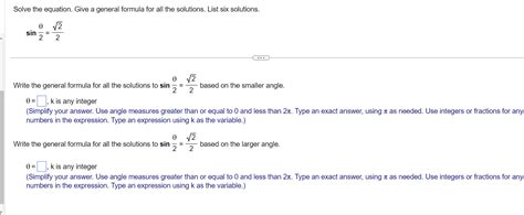 Solved Solve The Equation Give A General Formula For All Chegg