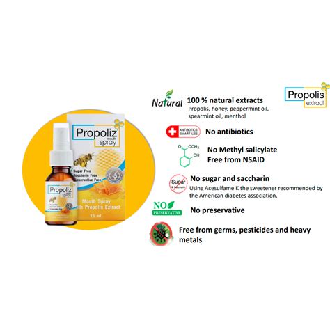 Propoliz Propolis Mouth And Throat Spray 15ml For Sore Throat Ulcers Gingivitis Shopee
