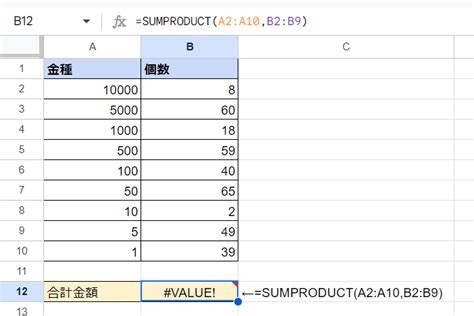 SUMPRODUCT スプレッドシート配列の積の総和を求める くろんの部屋