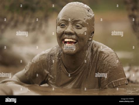 A Female U S Marine Covered In Mud During The Commanding Generals Cup