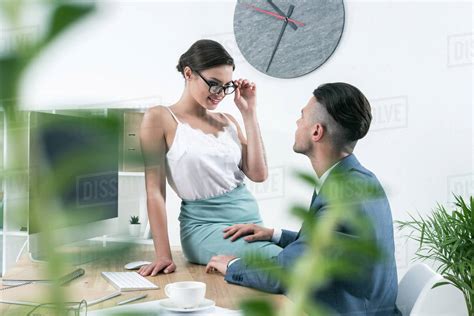 Babe Sexy Secretary Seducing Her Boss At Workplace In Office Royalty Free Stock Photo Dissolve